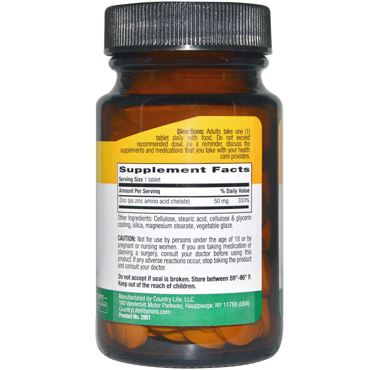 Country Life, Chelated Zinc, 50 mg, 100 Tablets | The Supplement Shop