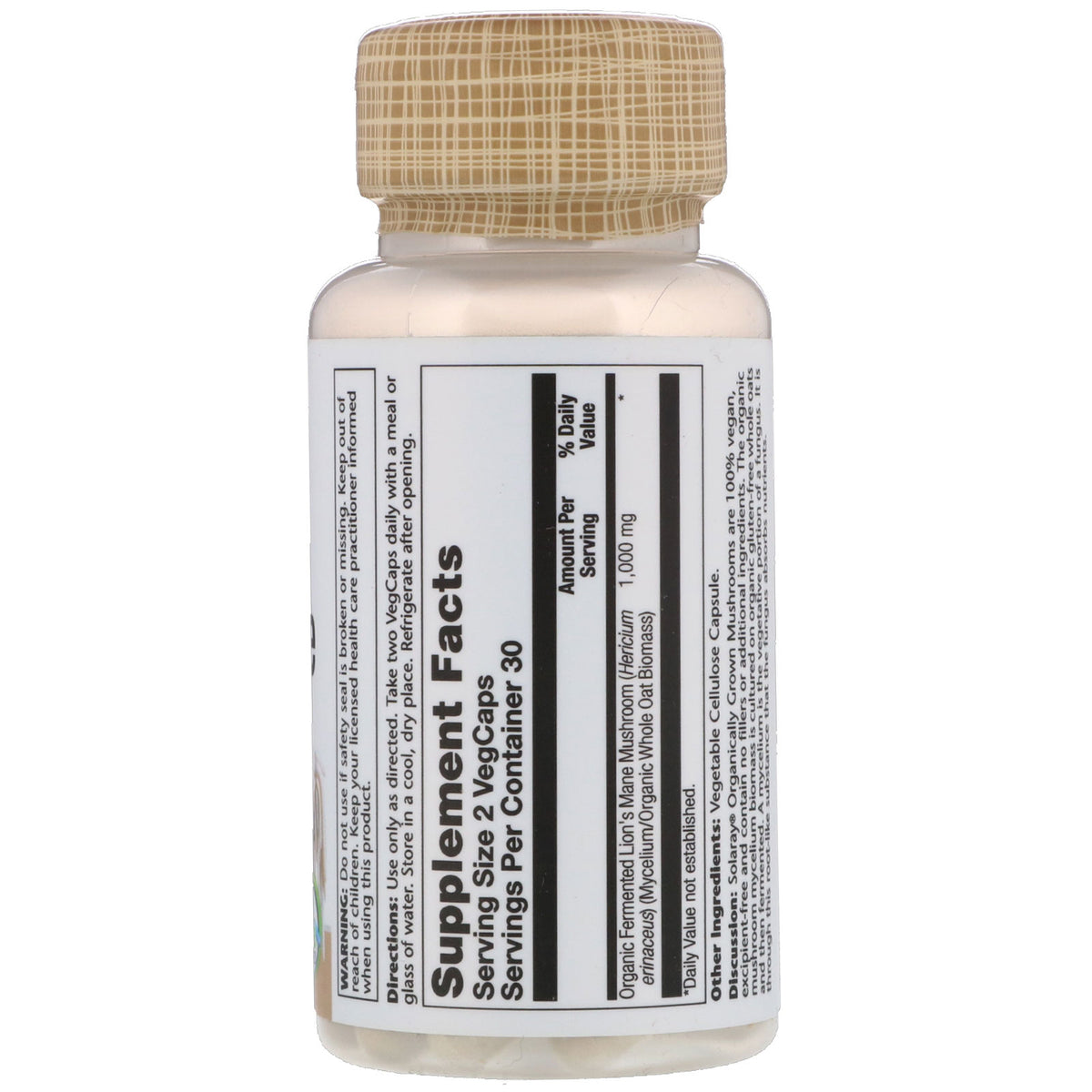 Solaray, Organically Grown Fermented Lion's Mane Mushroom, 500 mg , 60 ... Solaray, Organically Grown Fermented Lion's Mane Mushroom, 500 mg , 60 ...