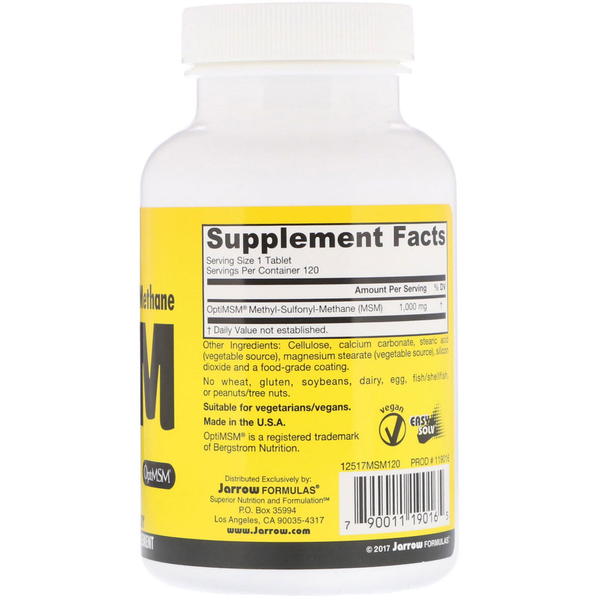 Jarrow Formulas, MSM, 1,000 mg, 120 Tablets | The Supplement Shop