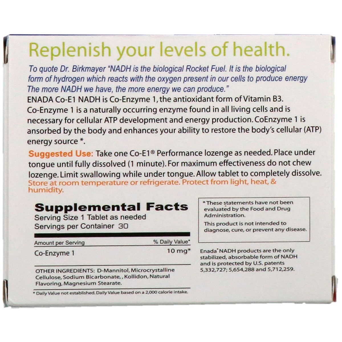 ENADA, 10x, 10 mg, 30 Lozenges | The Supplement Shop