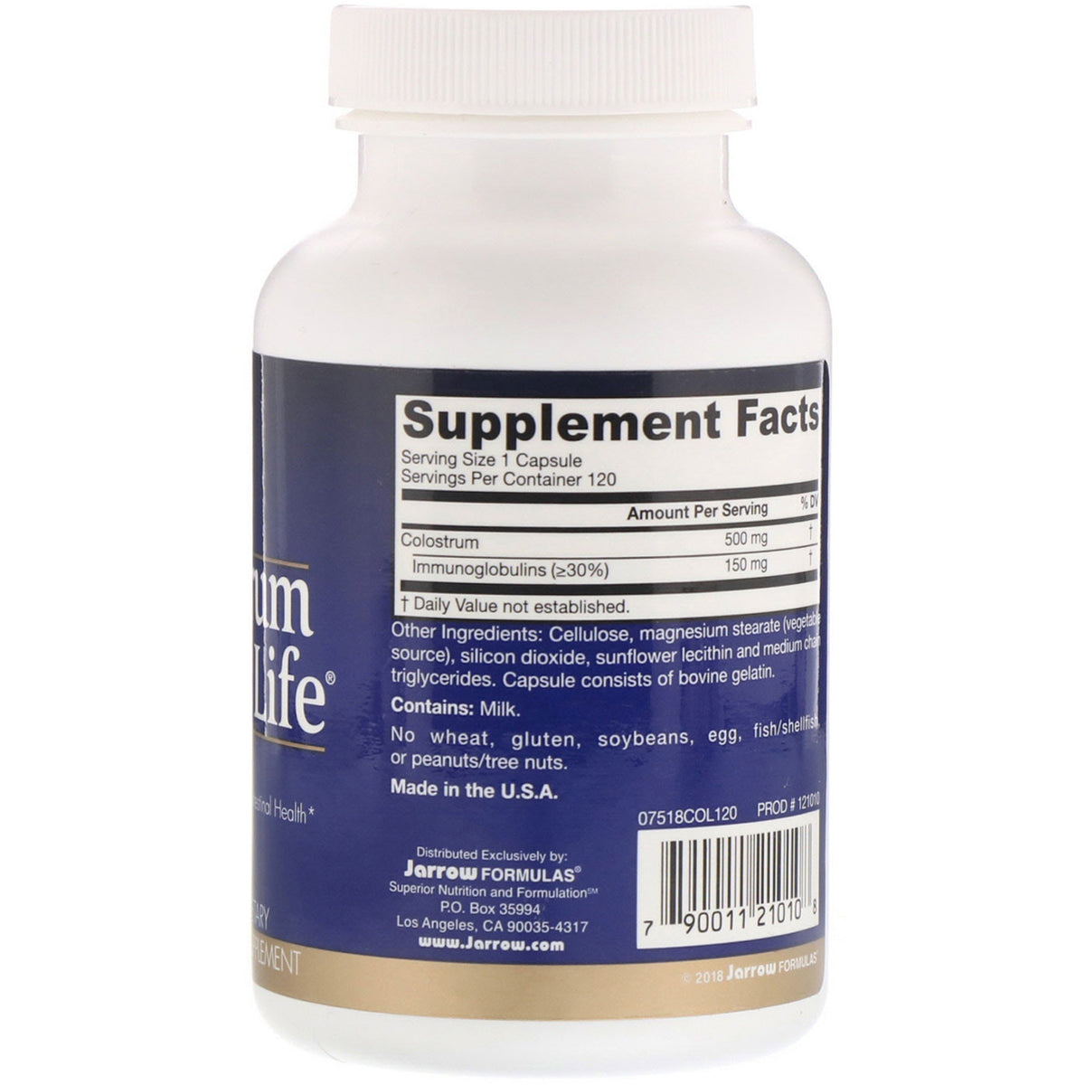 Jarrow Formulas, Colostrum Prime Life, 500 mg, 120 Capsules | The ...