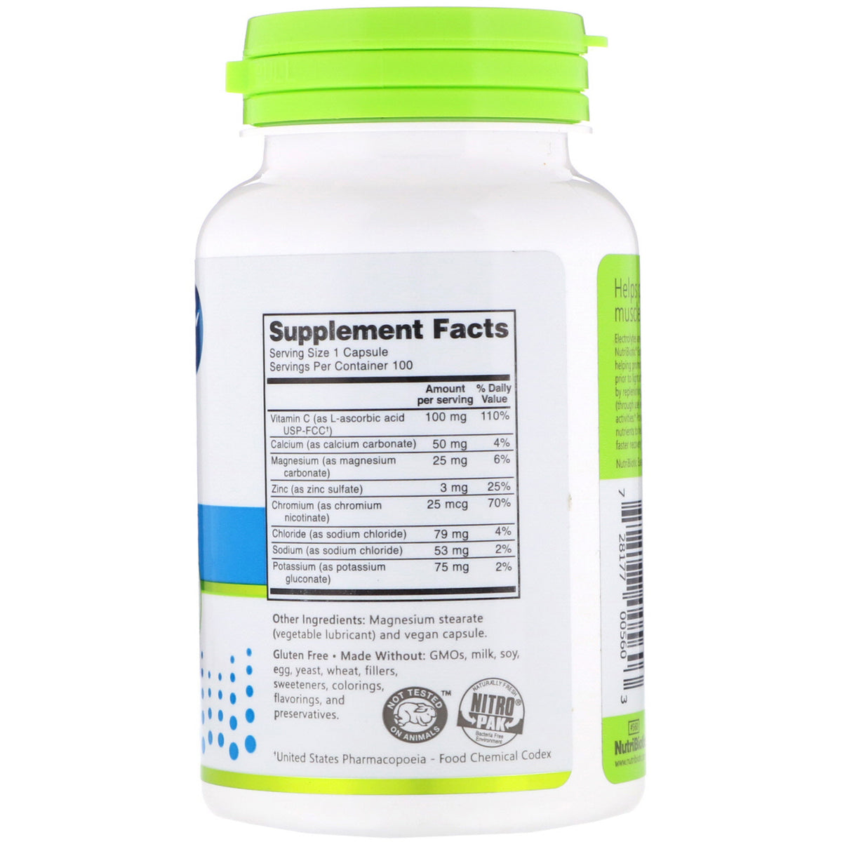 NutriBiotic, Performance, Essential Electrolytes, 100 Vegan Capsules ...