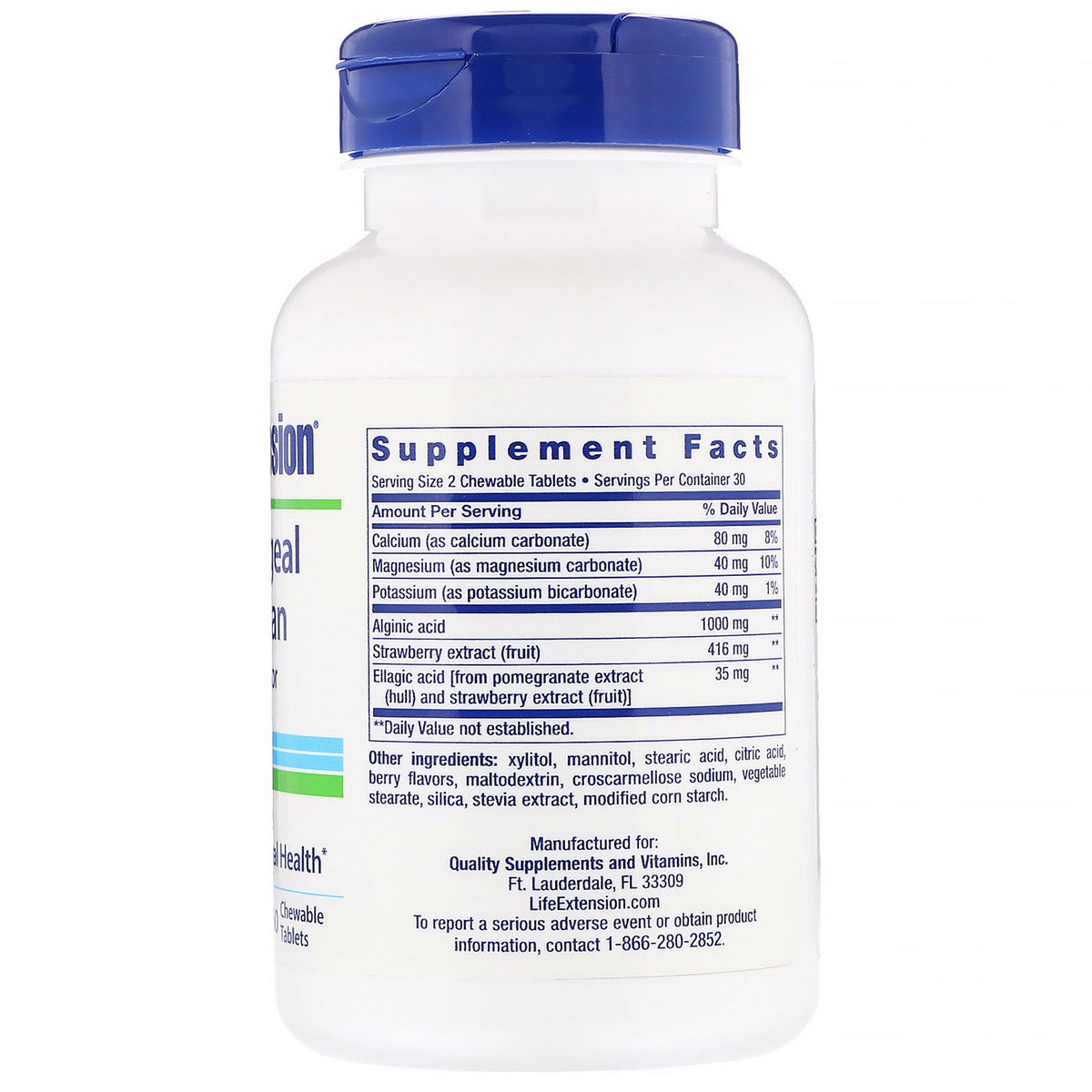 Life Extension, Esophageal Guardian, Berry Flavor, 60 Chewable Tablets ...