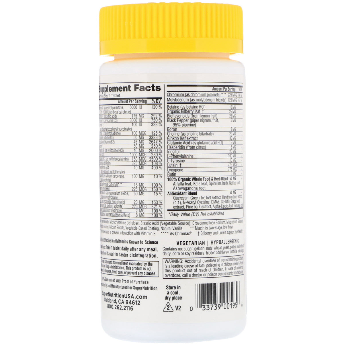 Super Nutrition, SimplyOne, 50+ Men, Triple Power Multivitamins, 30 Ta ...