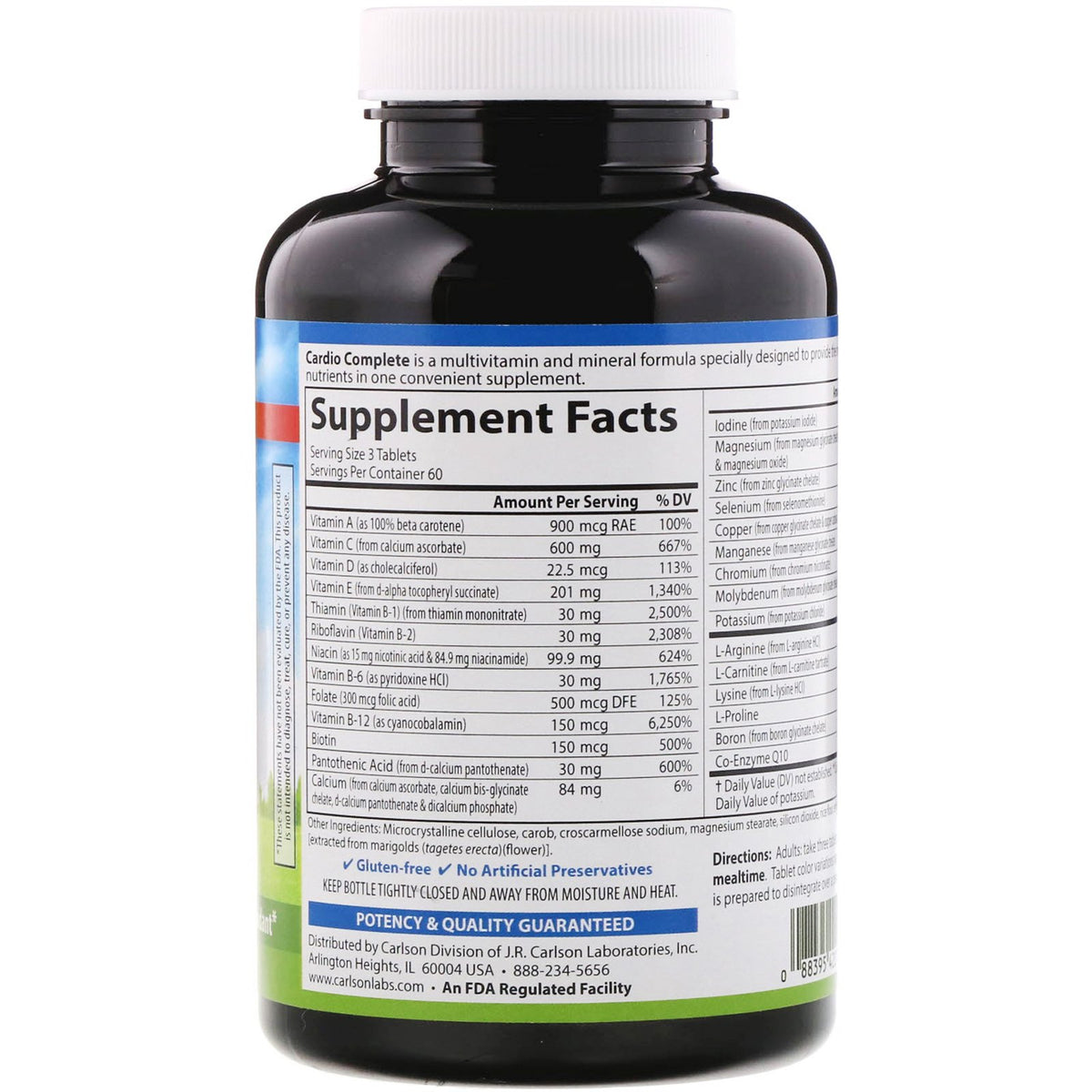 Carlson, Cardio Complete, Advanced Cardiovascular Multi, 180 Tablets ...
