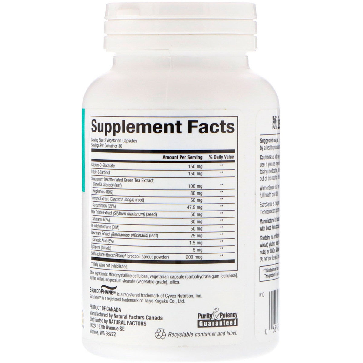 Natural Factors, WomenSense, EstroSense, Hormone Balancing, 60 Vegetar ...