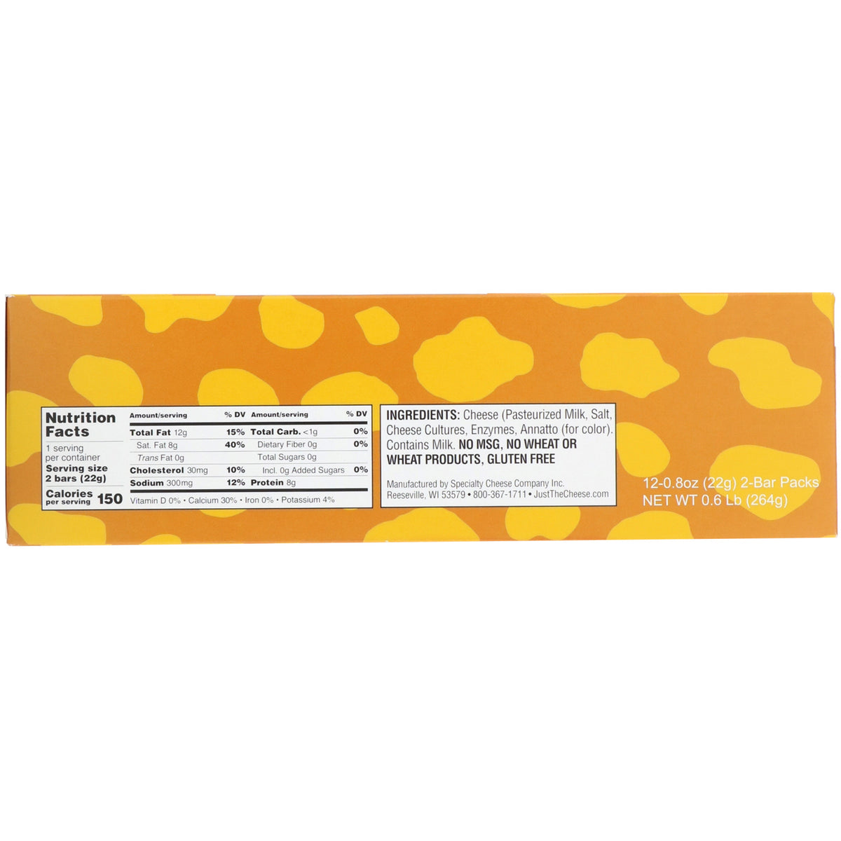 Just The Cheese, Mild Cheddar Bars, 12 Bars, 0.8 oz (22 g) | The ...