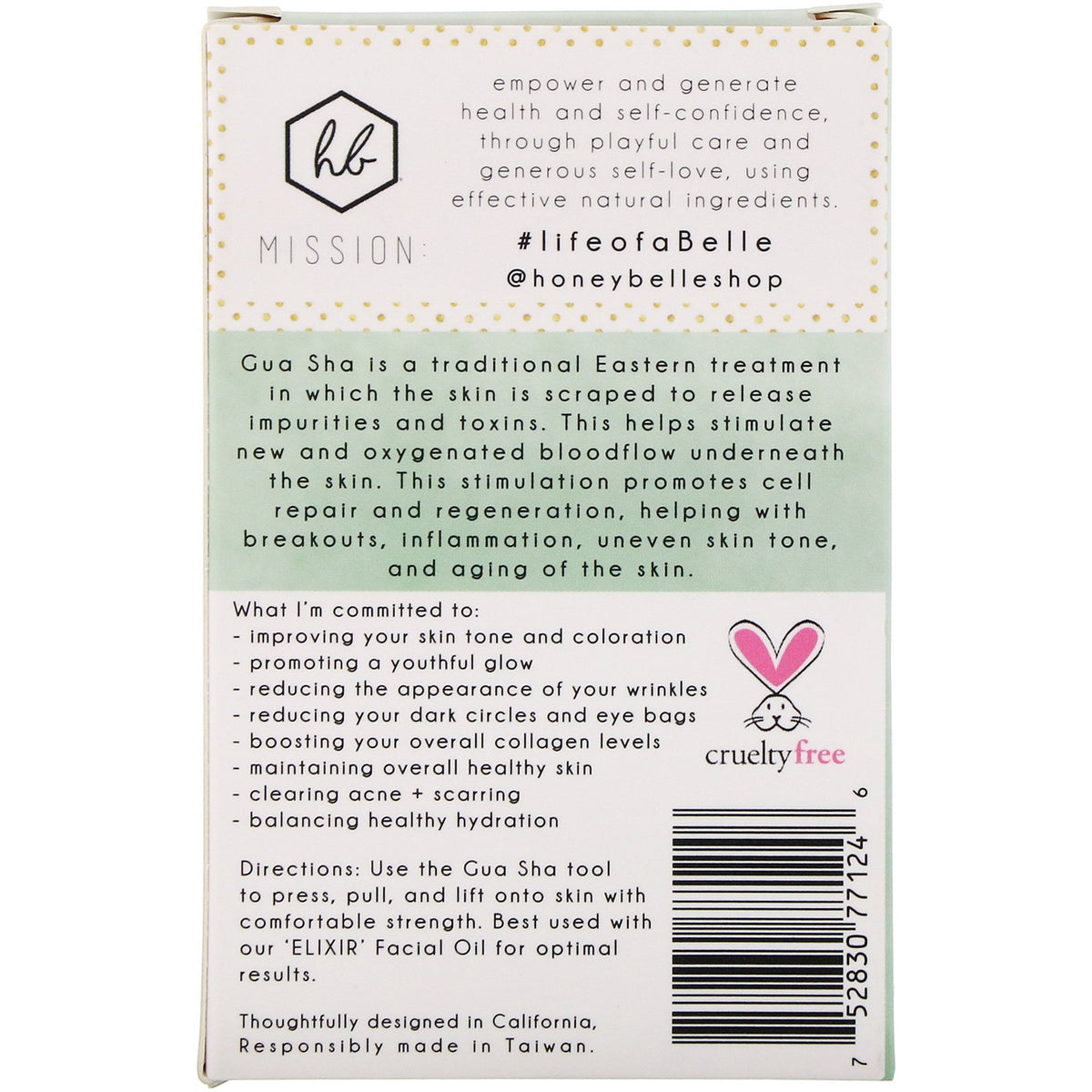 Honey Belle, Jade Gua Sha, Natural Facial Lifting Tool, Jade, 1 Tool ...