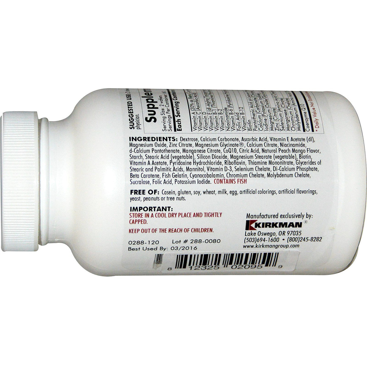 Kirkman Labs, Children's Chewable Multivitamin & Mineral, Natural Mang ...