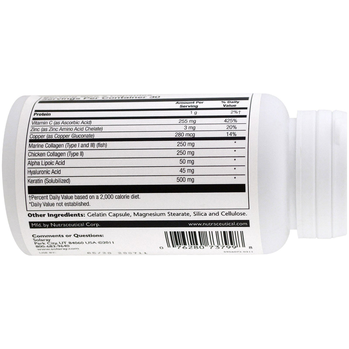 Solaray, Collagen Keratin with Alpha Lipoic Acid & Hyaluronic Acid, 60 ...