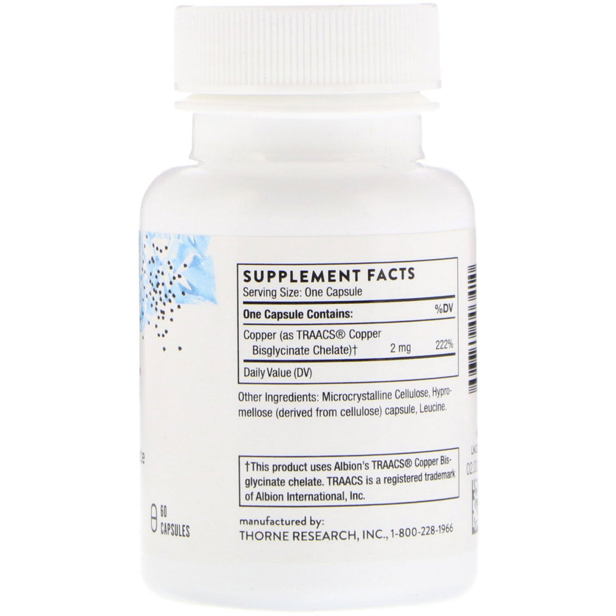 Thorne, Copper Bisglycinate, 60 Capsules (2 mg per Capsule) | The ...