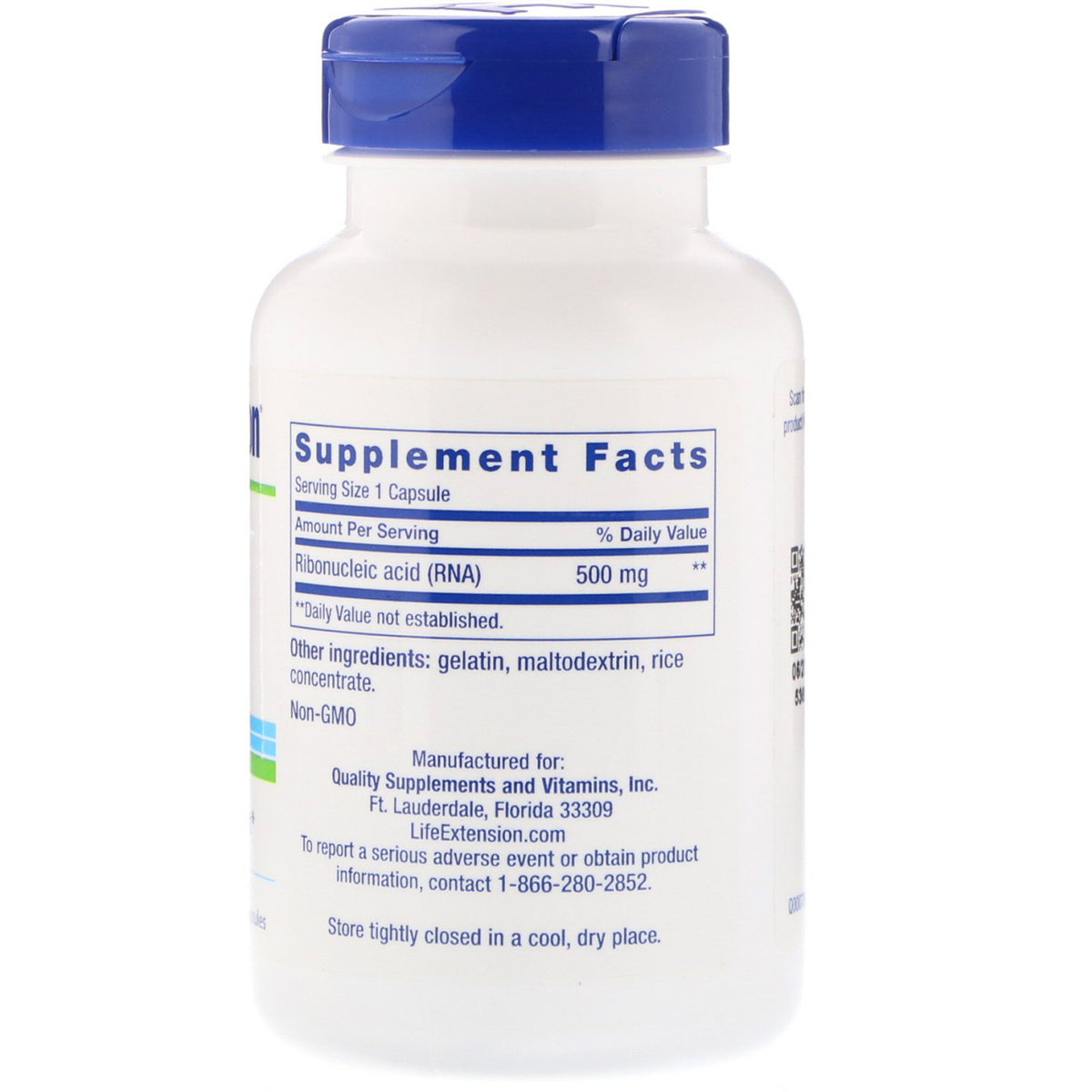 Life Extension, RNA Capsules, 500 mg, 100 Capsules | The Supplement Shop