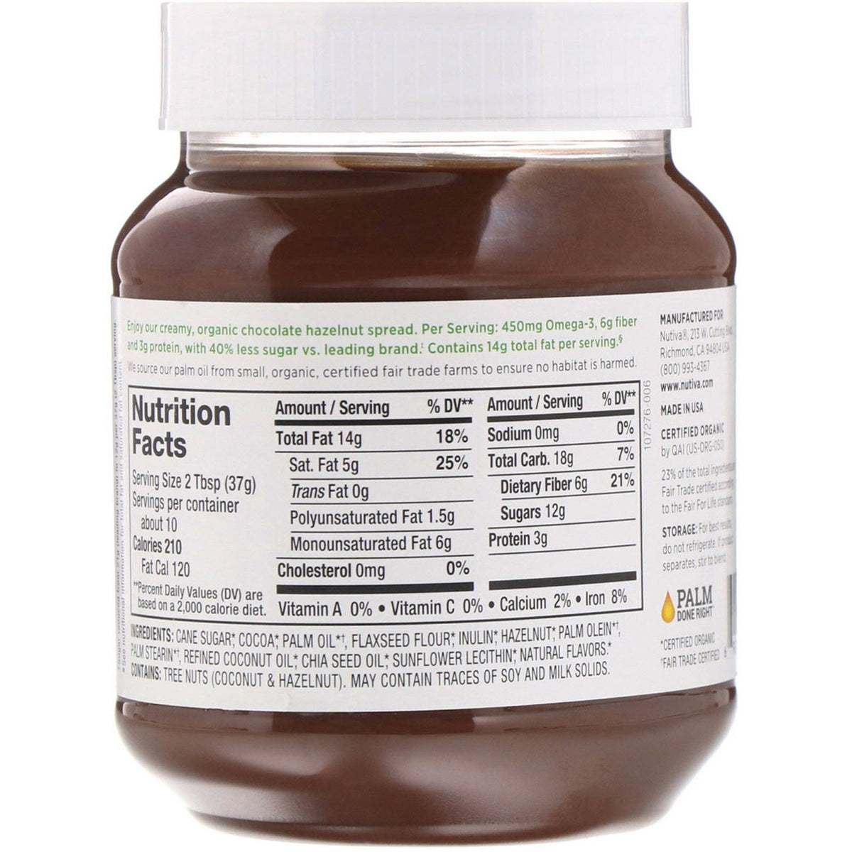 Nutiva, Organic Hazelnut Spread, Classic, 13 oz (369 g) | The ...