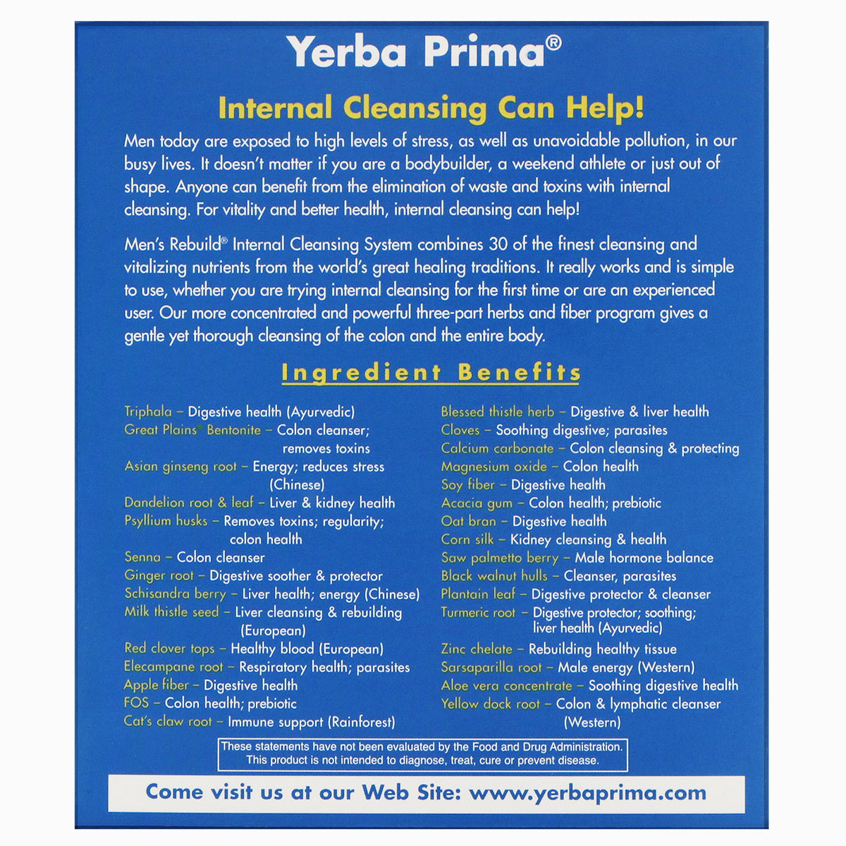 Yerba Prima, Men's Rebuild Internal Cleansing, 3 Part Program, 3 Bottl ...