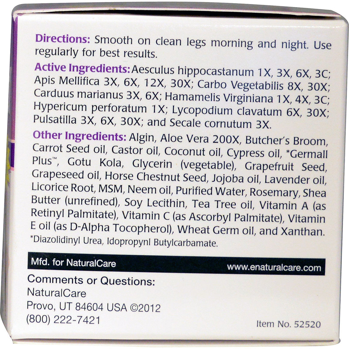 NaturalCare, VeinGard Cream, 2 oz (56 g) | The Supplement Shop