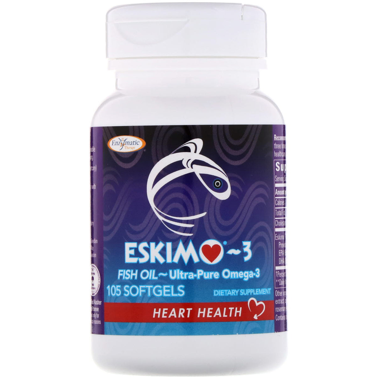 Enzymatic Therapy, Eskimo-3, Ultra-Pure Omega-3, 105 Softgels | The ...