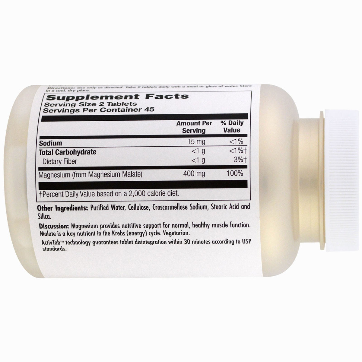 KAL, Magnesium Malate 400, 90 Tablets (200 mg per Tablet) | The ...