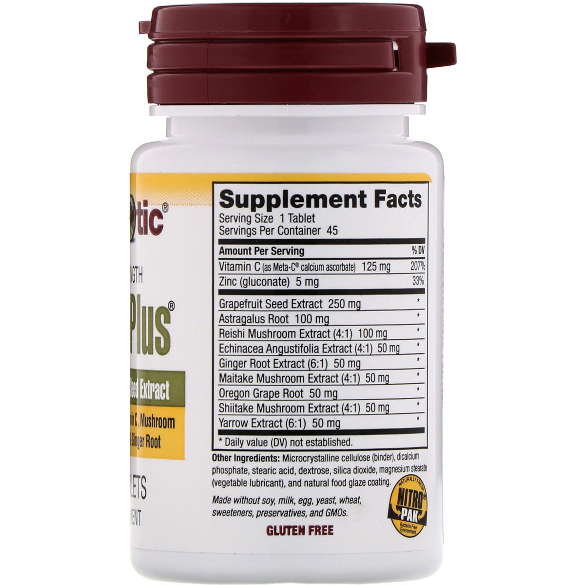 NutriBiotic, DefensePlus®, Maximum Strength, 45 Vegan Tablets | The ...