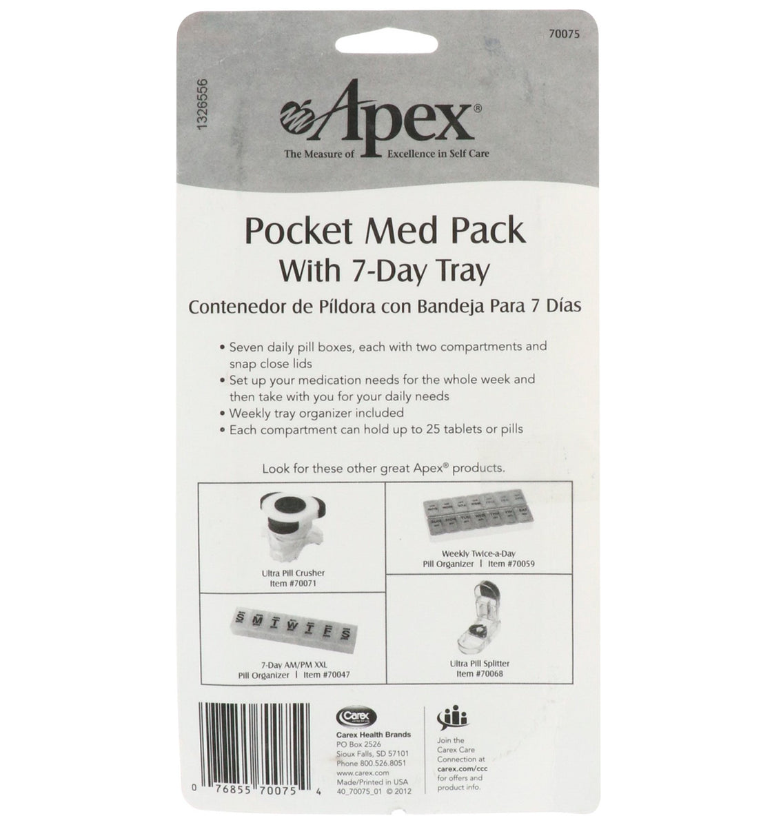Apex, Pocket Med Pack with 7-Day Tray, 1 Tray | The Supplement Shop