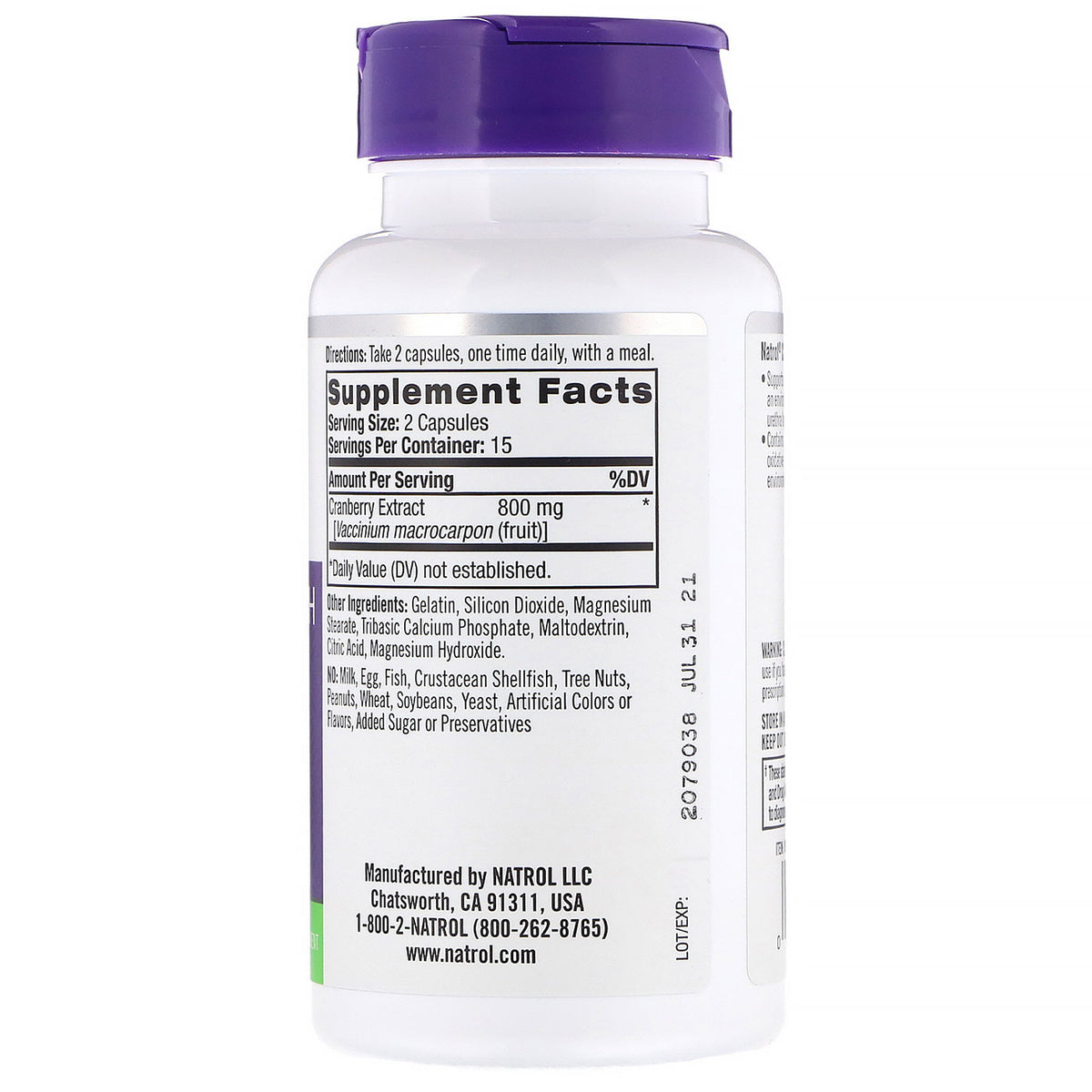 Natrol, Cranberry, 800 mg, 30 Capsules | The Supplement Shop