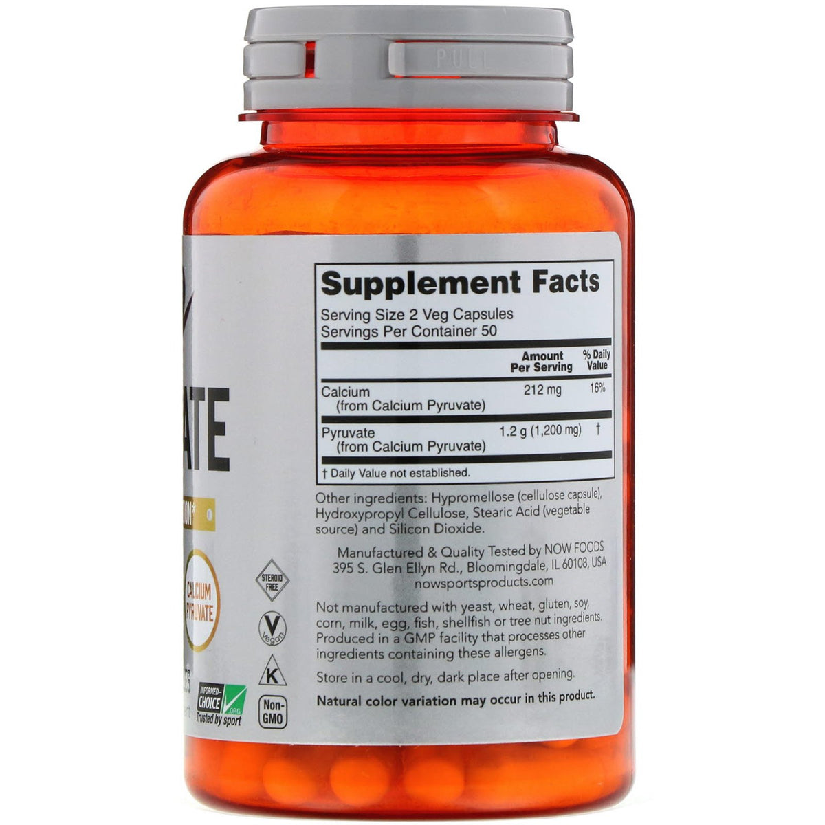 NOW Foods, Sports, Pyruvate, 600 mg, 100 Veg Capsules | The Supplement Shop