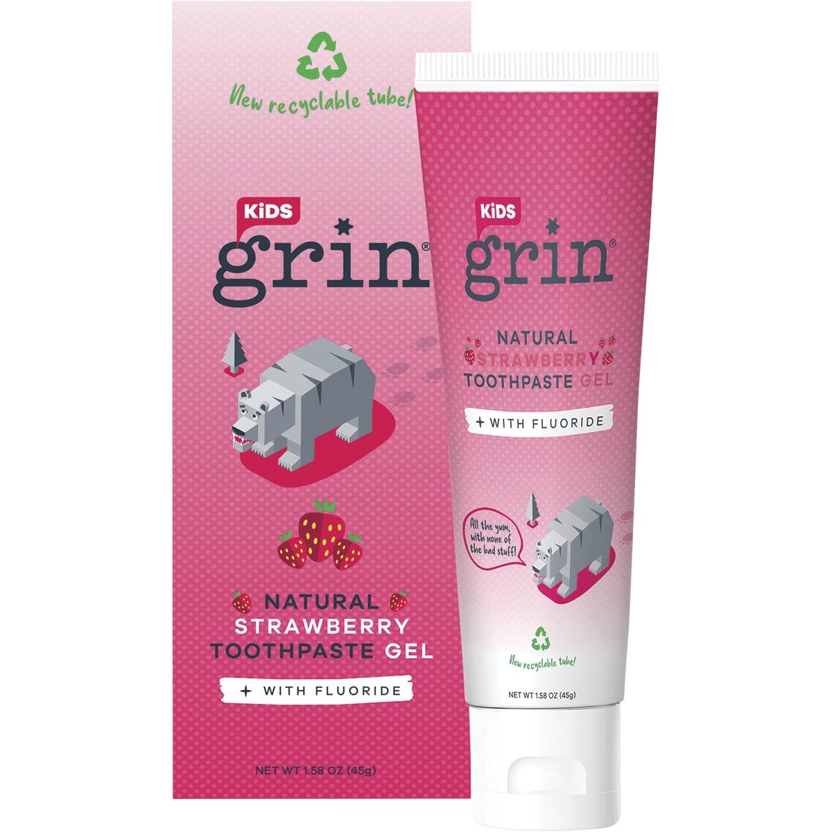 Grin Toothpaste Kids Strawberry Gel with Fluoride 45g | The Supplement Shop