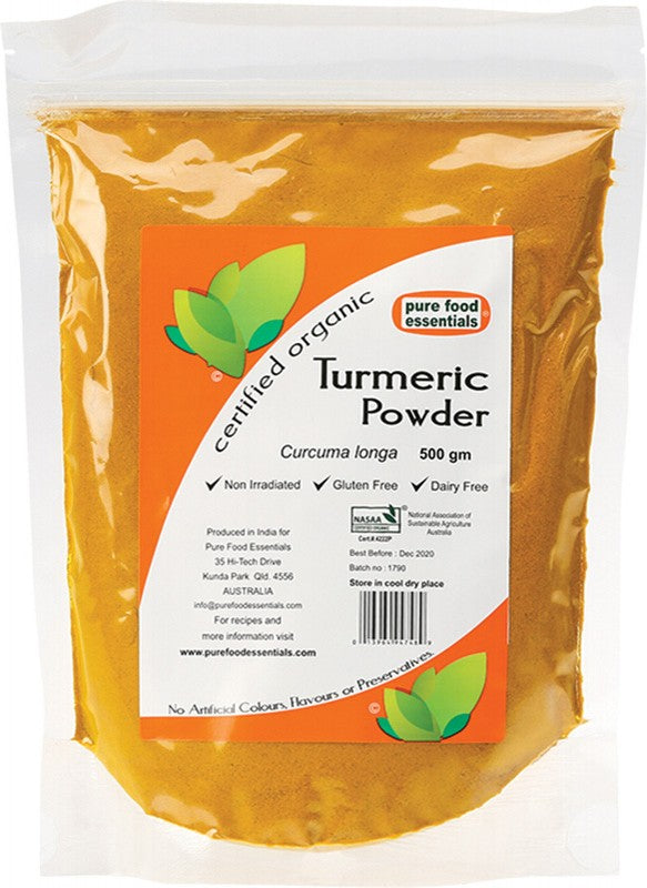 PURE FOOD ESSENTIALS Spices Turmeric Powder 500g | The Supplement Shop