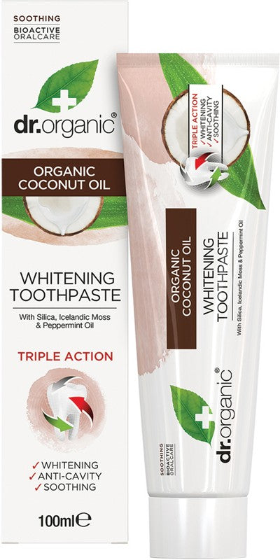Dr Organic Toothpaste Whitening Coconut Oil 100ml | The Supplement Shop