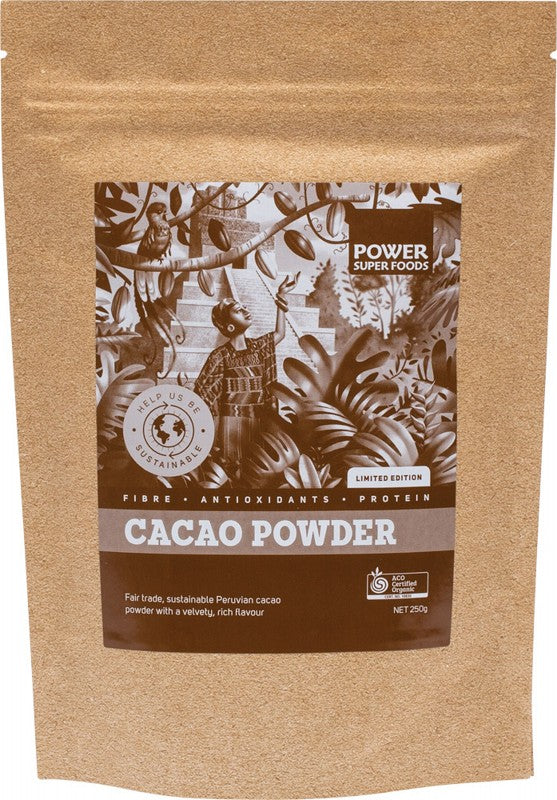 Power Super Foods Cacao Powder Kraft Bag 250g | The Supplement Shop